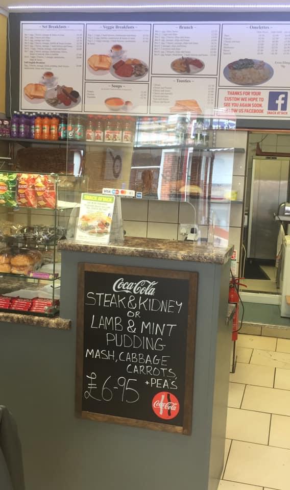 Menu at Snack Attack cafe, Gravesend, 8 Manor Rd