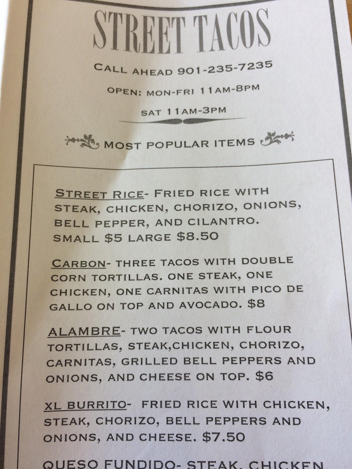 Menu at Street Tacos pub & bar, Oakland