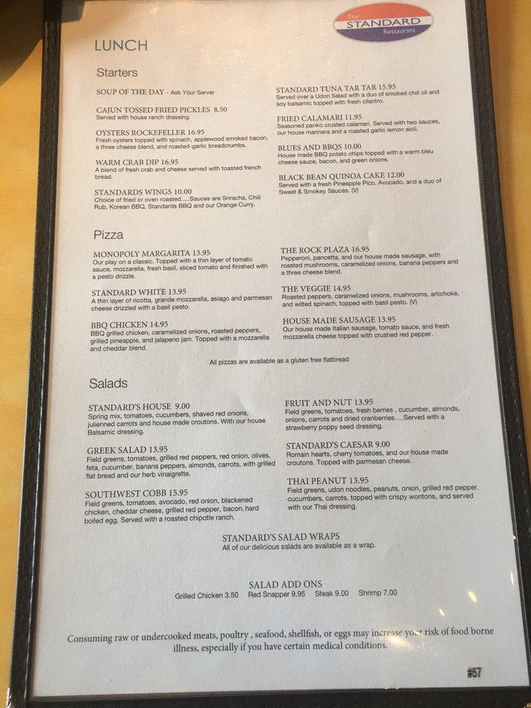 Menu at The Standard Restaurant Downtown, Fort Myers