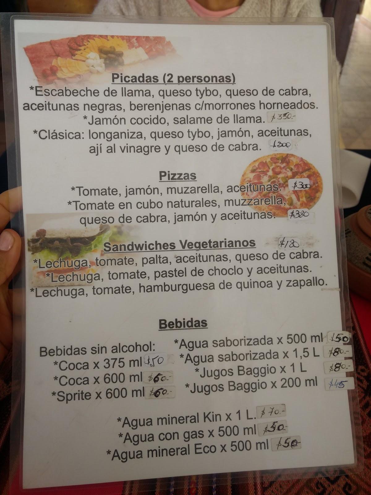 Menu At Cafe De Las Luces Tilcara