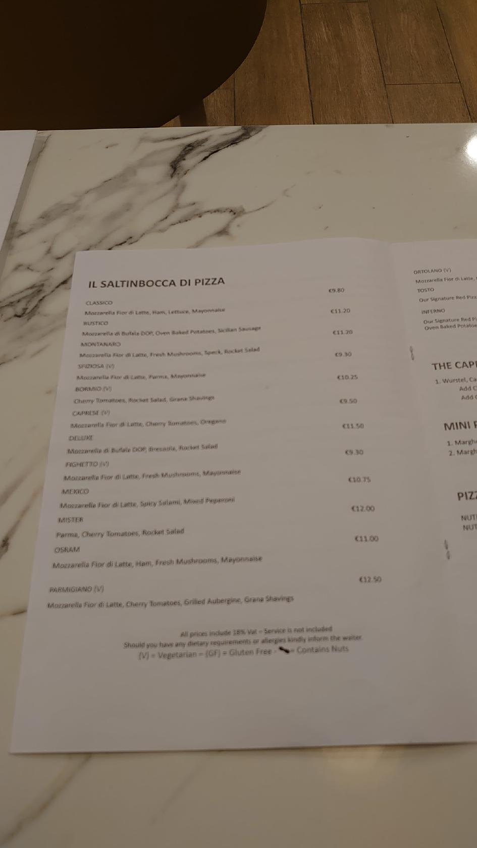 Menu at Capricci Cafe, Naxxar