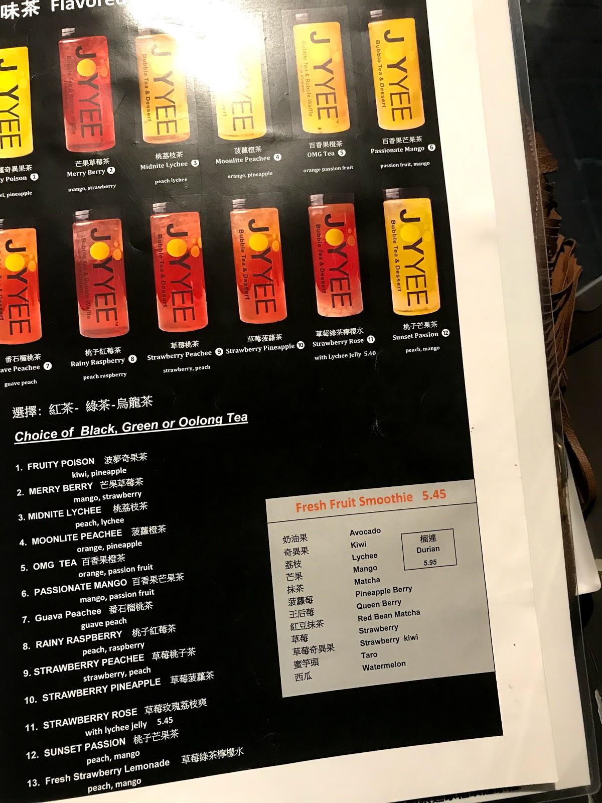 Carta del restaurante Joy Yee Plus, Chicago