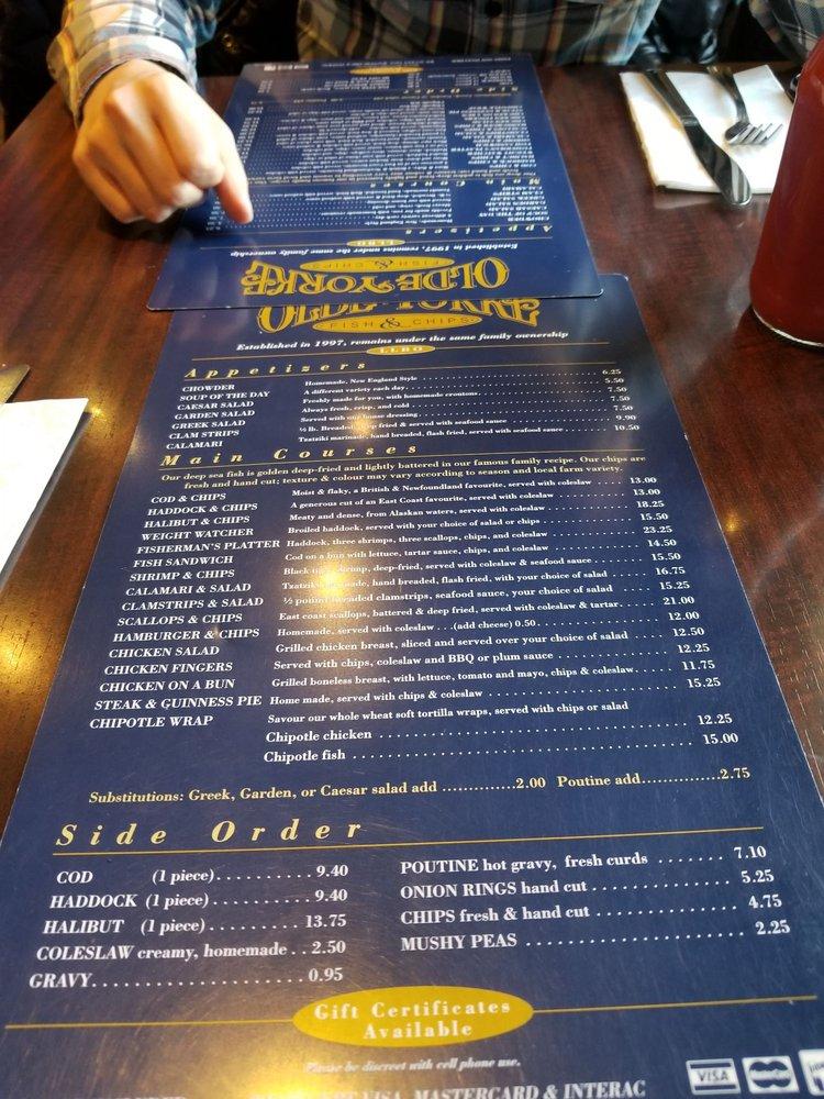 Menu at Olde Yorke Fish & Chips restaurant, Toronto