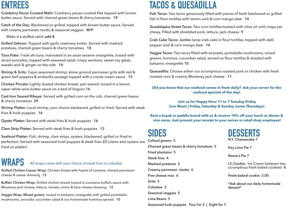 Menu at Palm Valley Outdoors Bar & Grill, Palm Valley