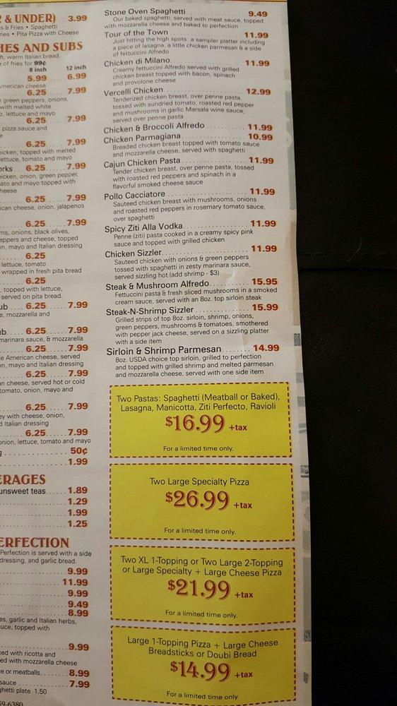 Menu at Pizza Perfect On Main restaurant, Marion