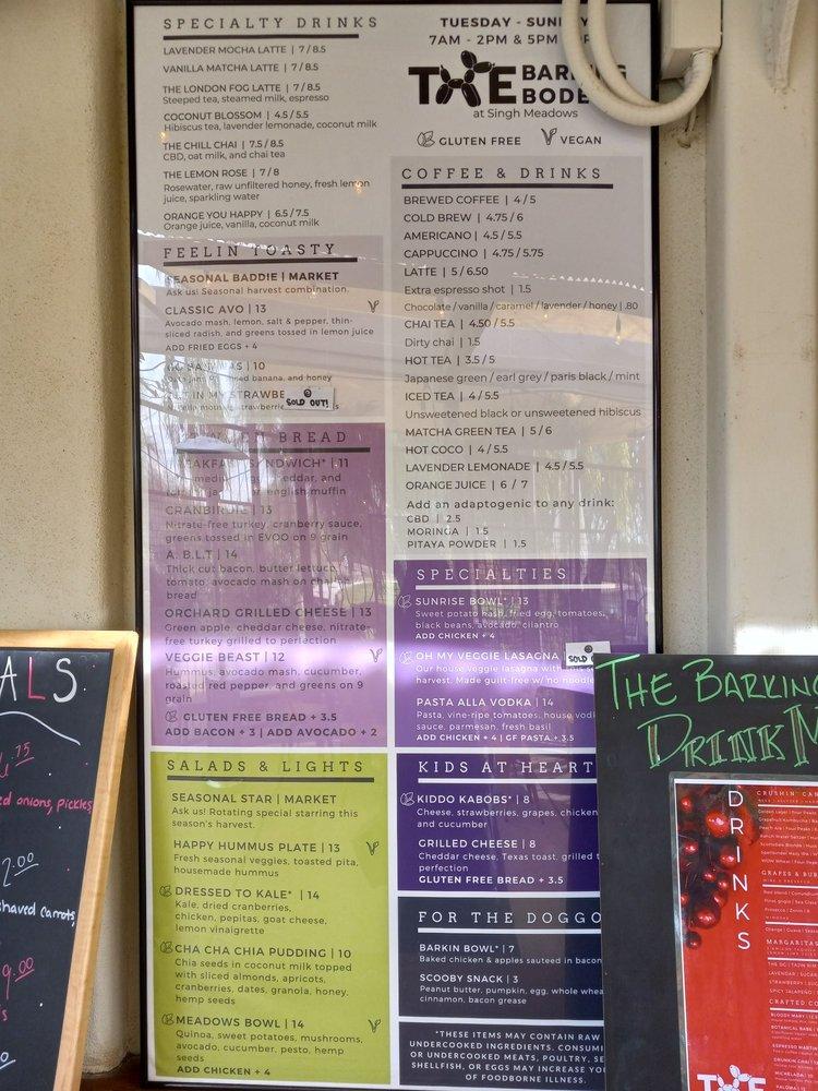 Menu at The Barking Bodega, Tempe