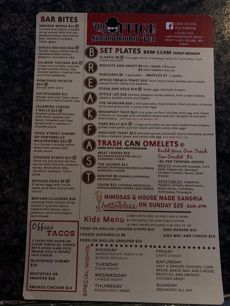 Menu at The Office Neighborhood Pub, Village of Four Seasons