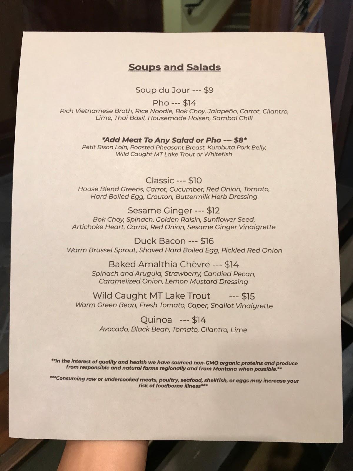 Menu at The Rocks Tasting Room and Liquor Store restaurant, Big Sky