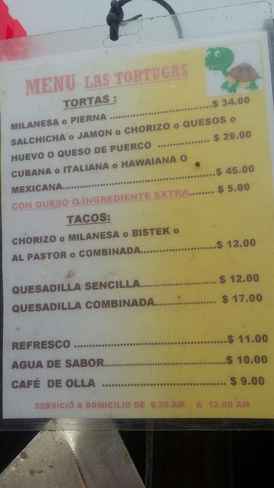 Carta del restaurante Tortas "Las Tortugas" Hot Food, Morelia