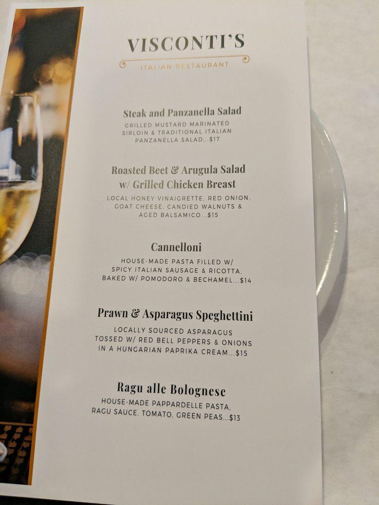 Menu at Visconti's Italian Restaurant, Leavenworth