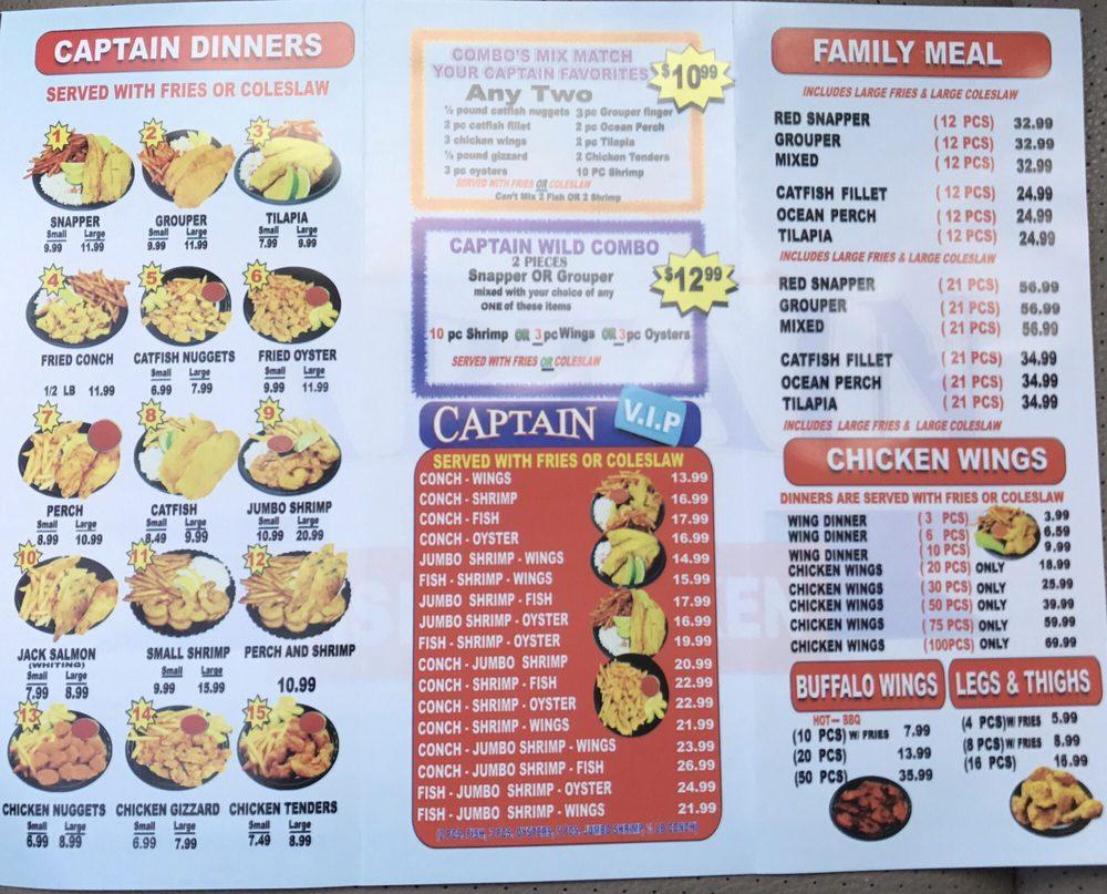 Menu at Captain Fish & Chicken restaurant, Miami Gardens
