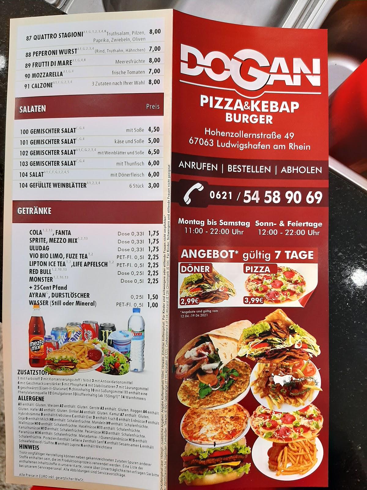 Menu at Dogan Döner Pizza Kebap Burger, Ludwigshafen