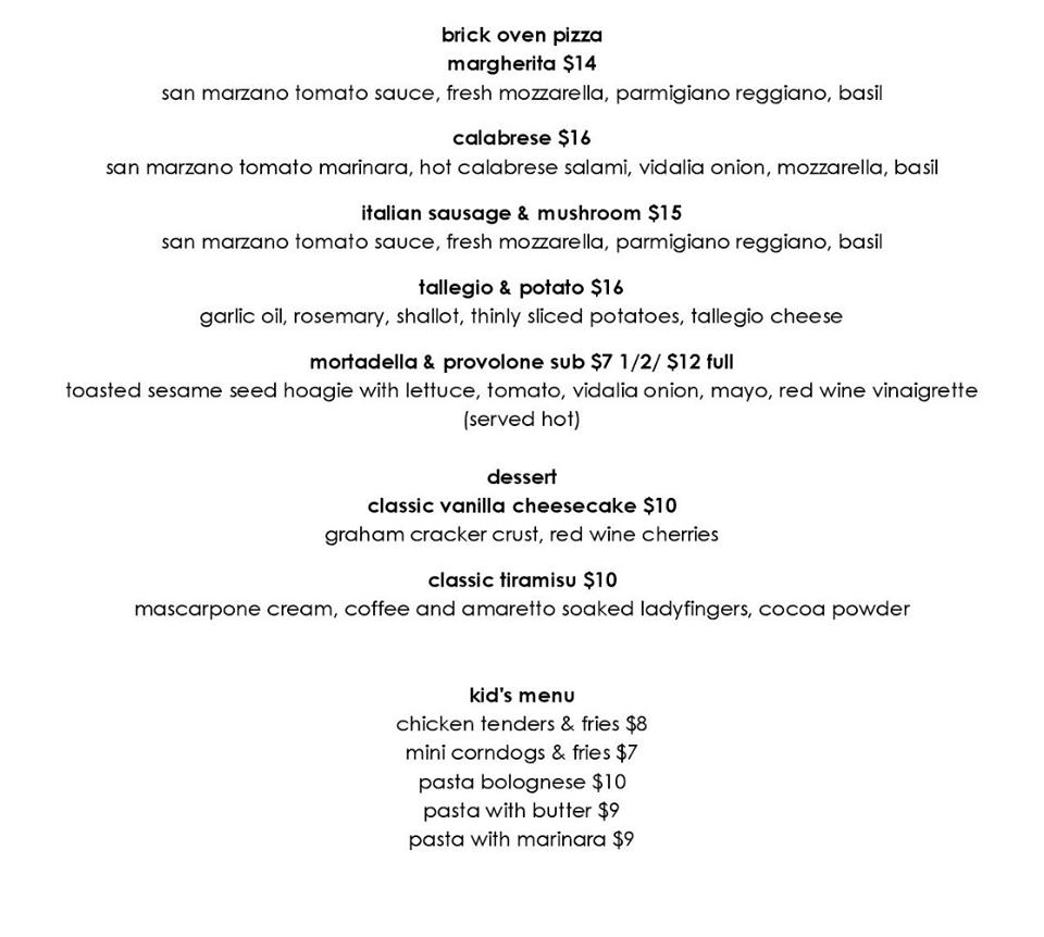Menu at Paddock Club, Elkhart Lake