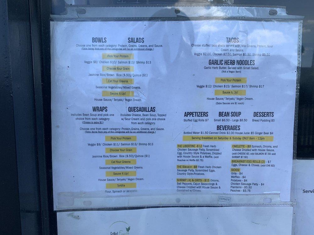 Menu at Grilled Fraiche (Hyde Park) restaurant, Los Angeles, West Blvd