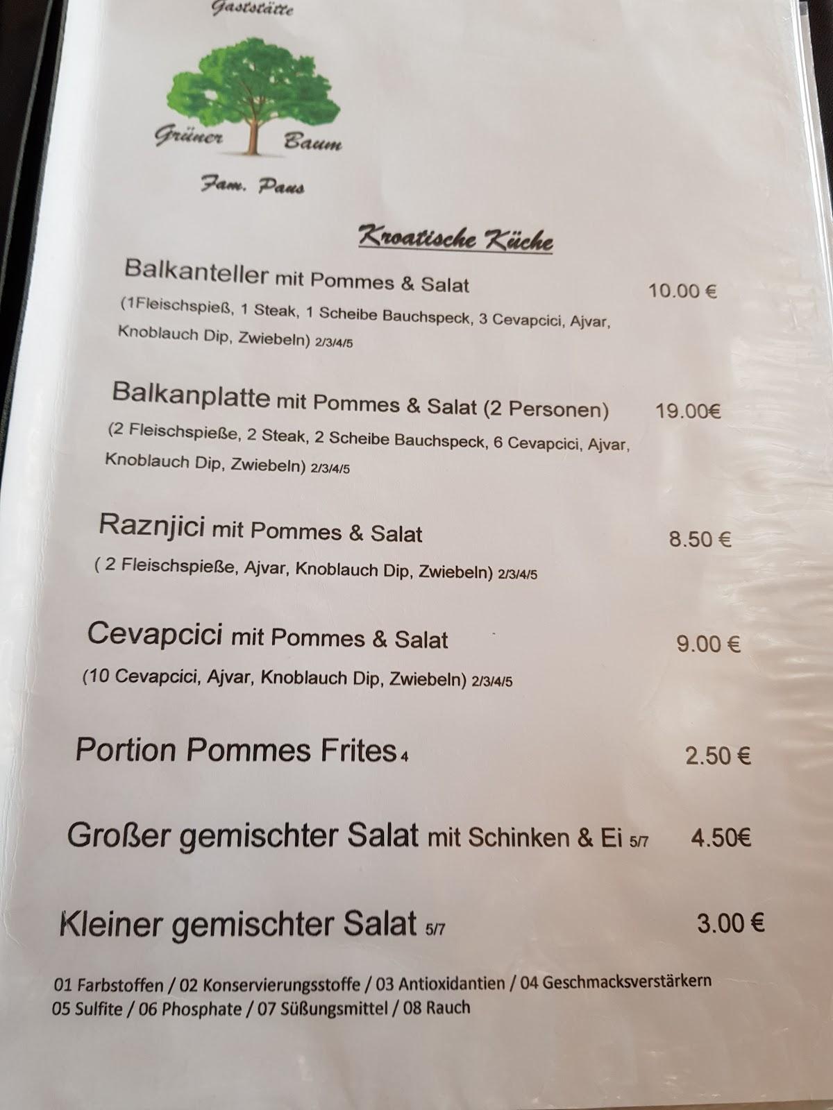 Speisekarte von Grüner Baum restaurant, Herbrechtingen, Heidenheimer ...