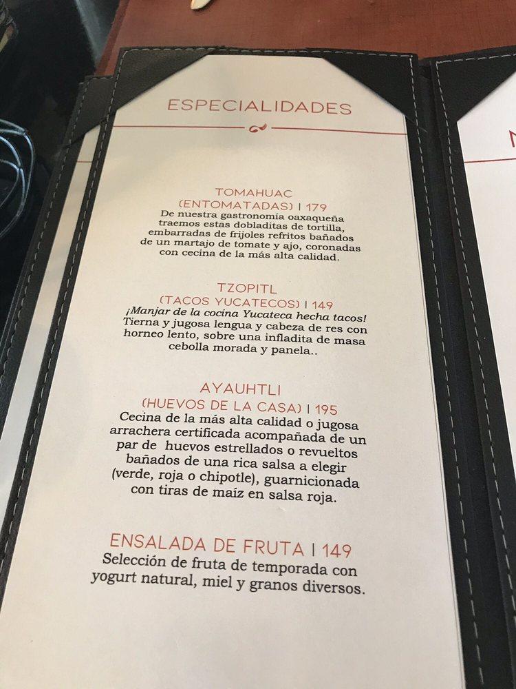 Menu at Marenca restaurant, Tijuana, P.º de los Héroes 70