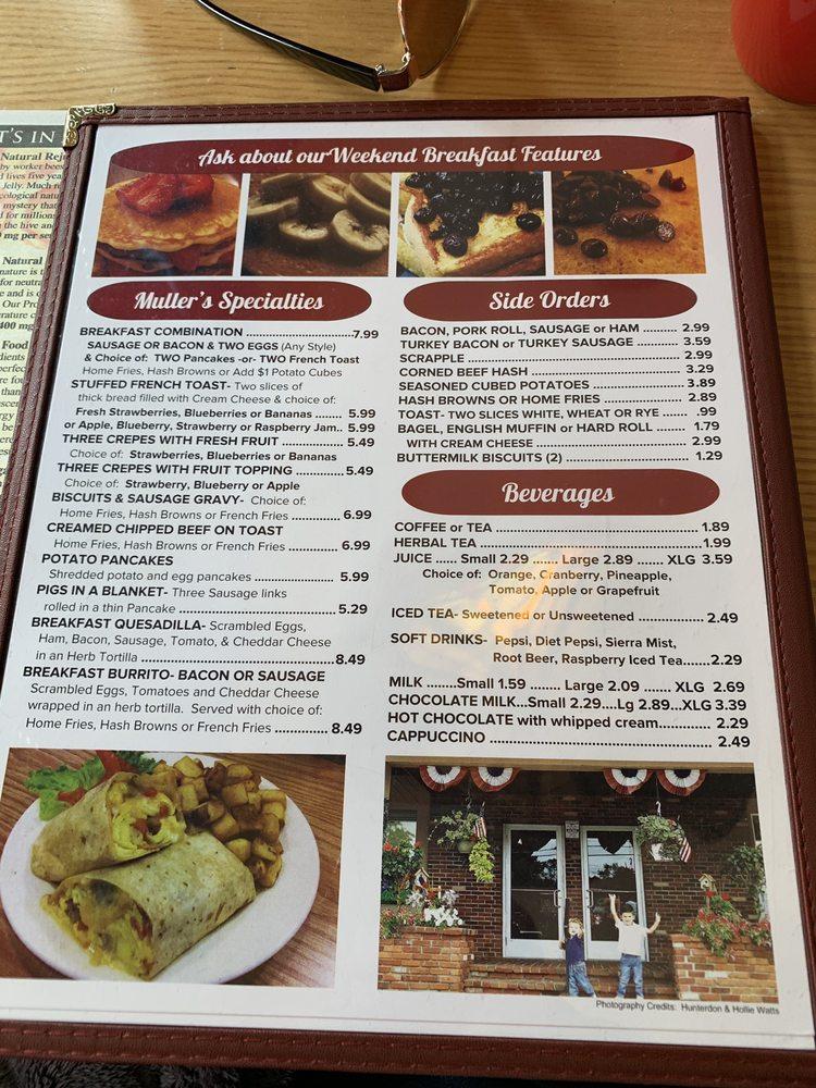 Menu at Muller's Diner restaurant, Marshalls Creek