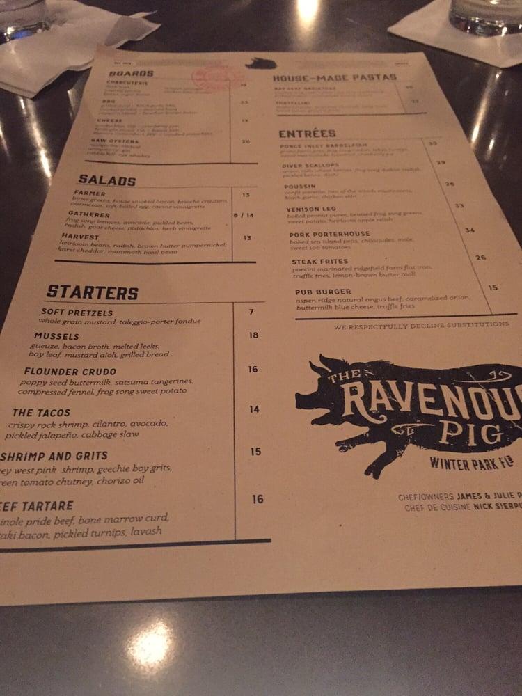 Menu at The Ravenous Pig BBQ, Winter Park, 565 W Fairbanks Ave