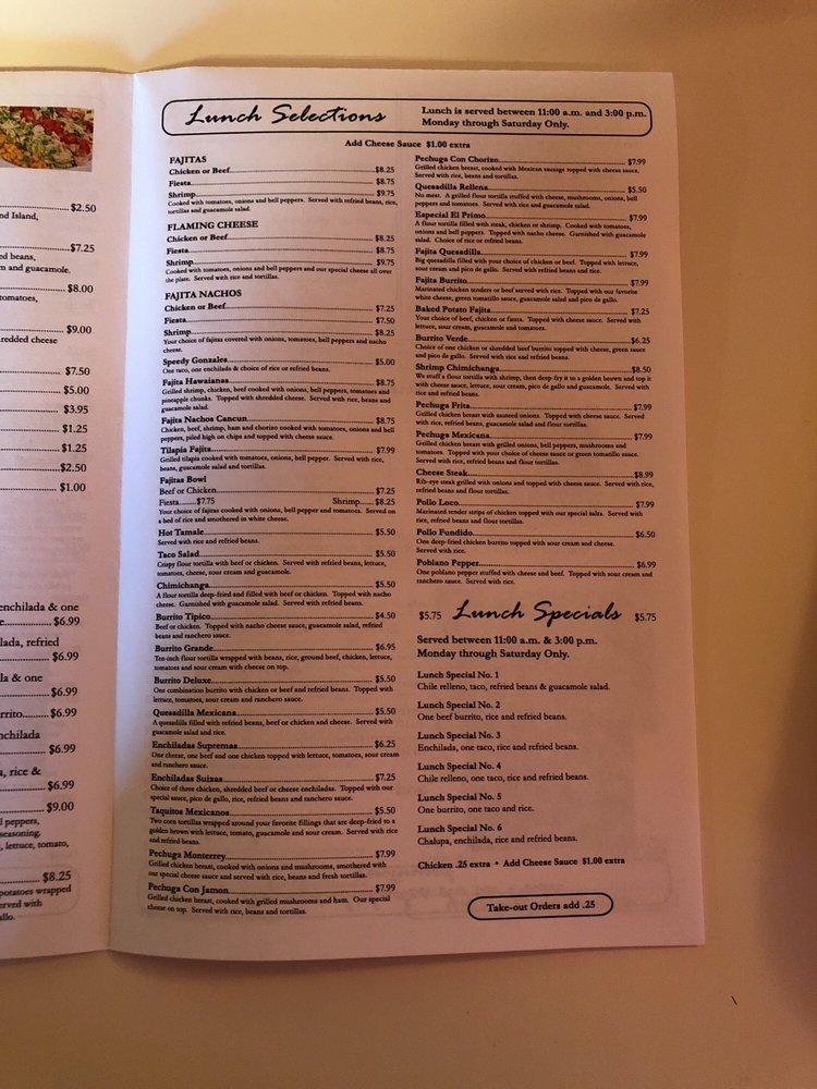 Menu at El Comal Mexican Restaurant, McCalla, AL-216 A
