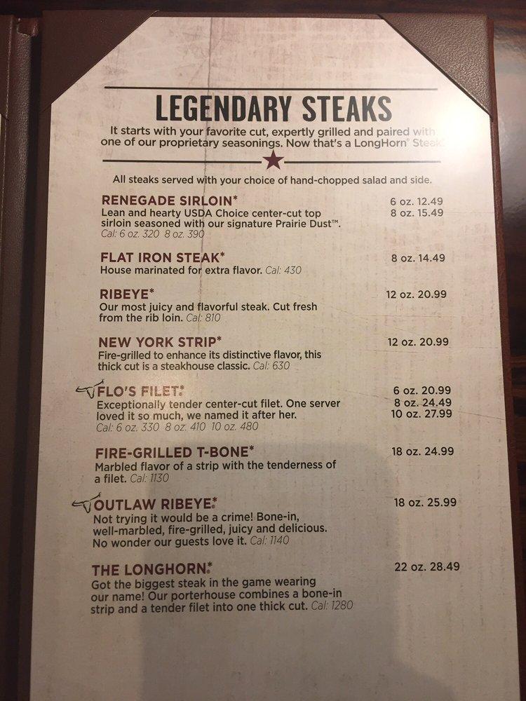 Menu at LongHorn Steakhouse, Orlando, 3101 E Colonial Dr