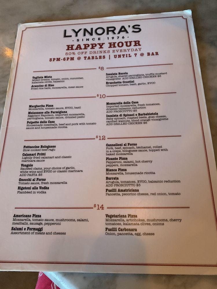 Menu at Lynora's Jupiter pub & bar, Jupiter, US-1