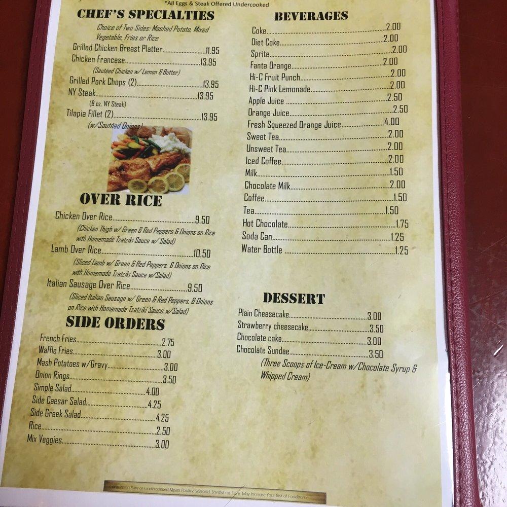 Menu at New York Diner restaurant, Charlotte