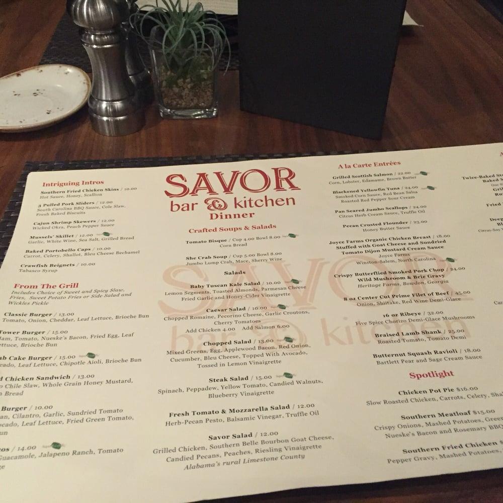 Menu at Savor Bar & Kitchen, Atlanta