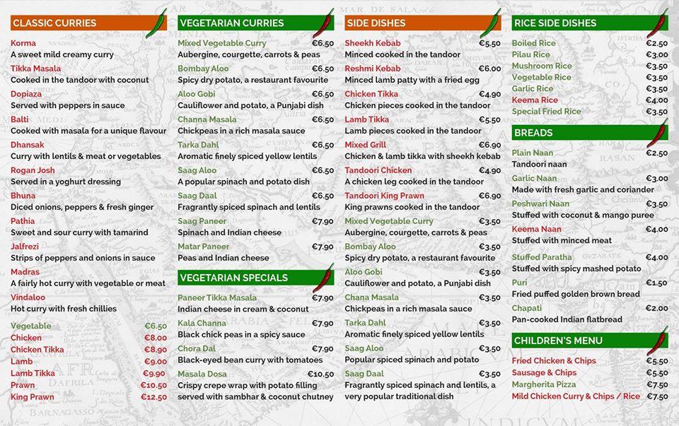 Menu at Spice Hut Quesada restaurant, Rojales