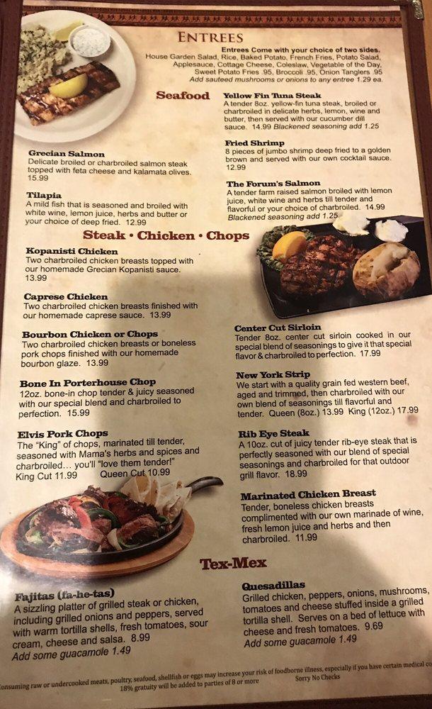 Menu at The Forum Restaurant, Cambridge