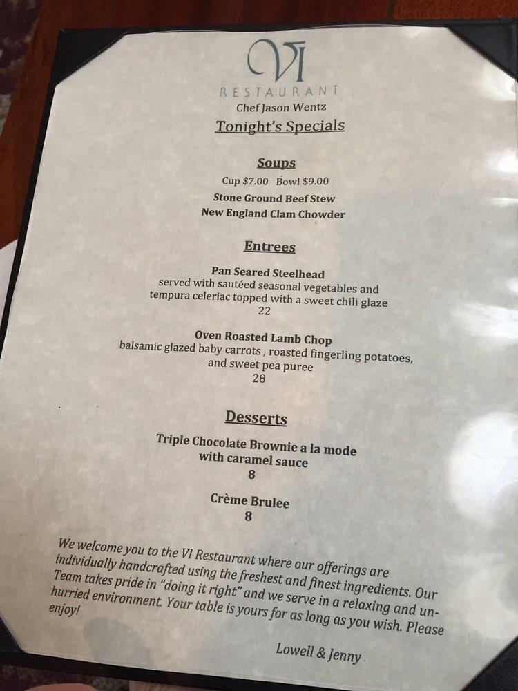 Menu at VI Restaurant, Ferndale