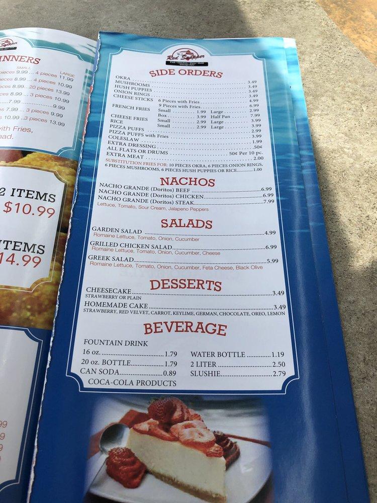 Menu at red snapper fish & chicken restaurant, Hapeville