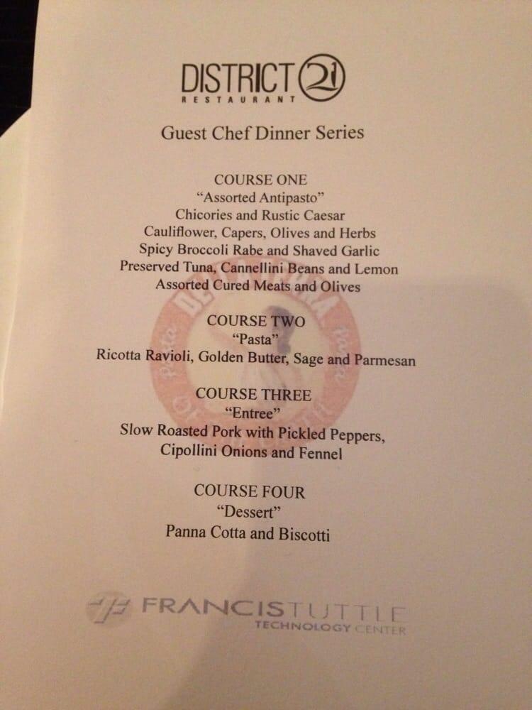 Menu at District 21 Restaurant, Oklahoma City