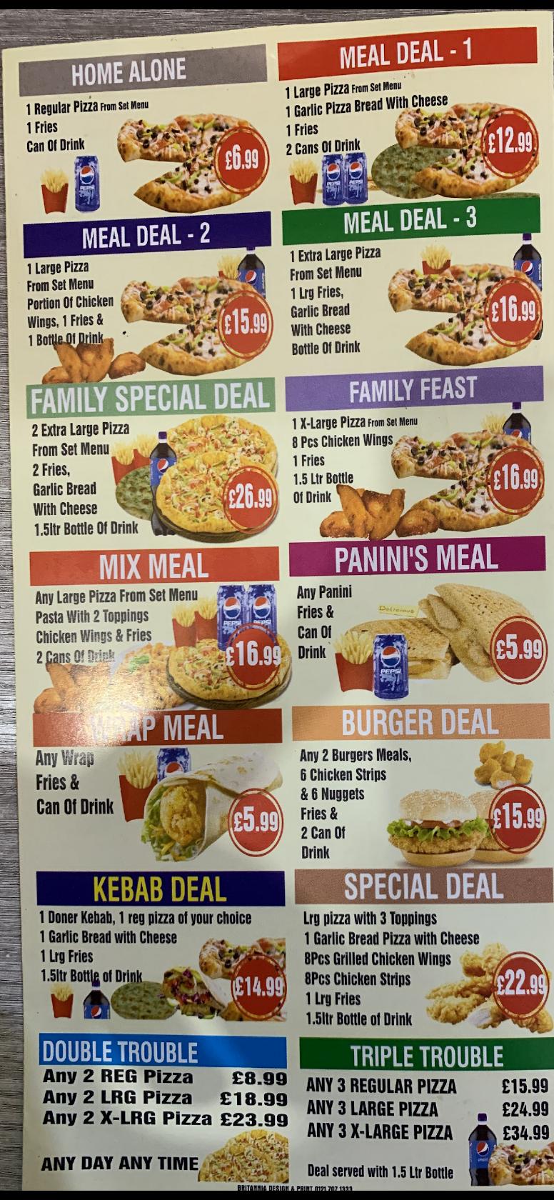 Menu at Family pizza green lane restaurant, Birmingham