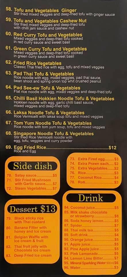Menu at Good Day Thai restaurant, Worrigee