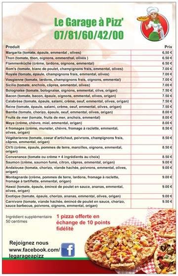 Menu at Le Garage À Pizz' restaurant, Poulx