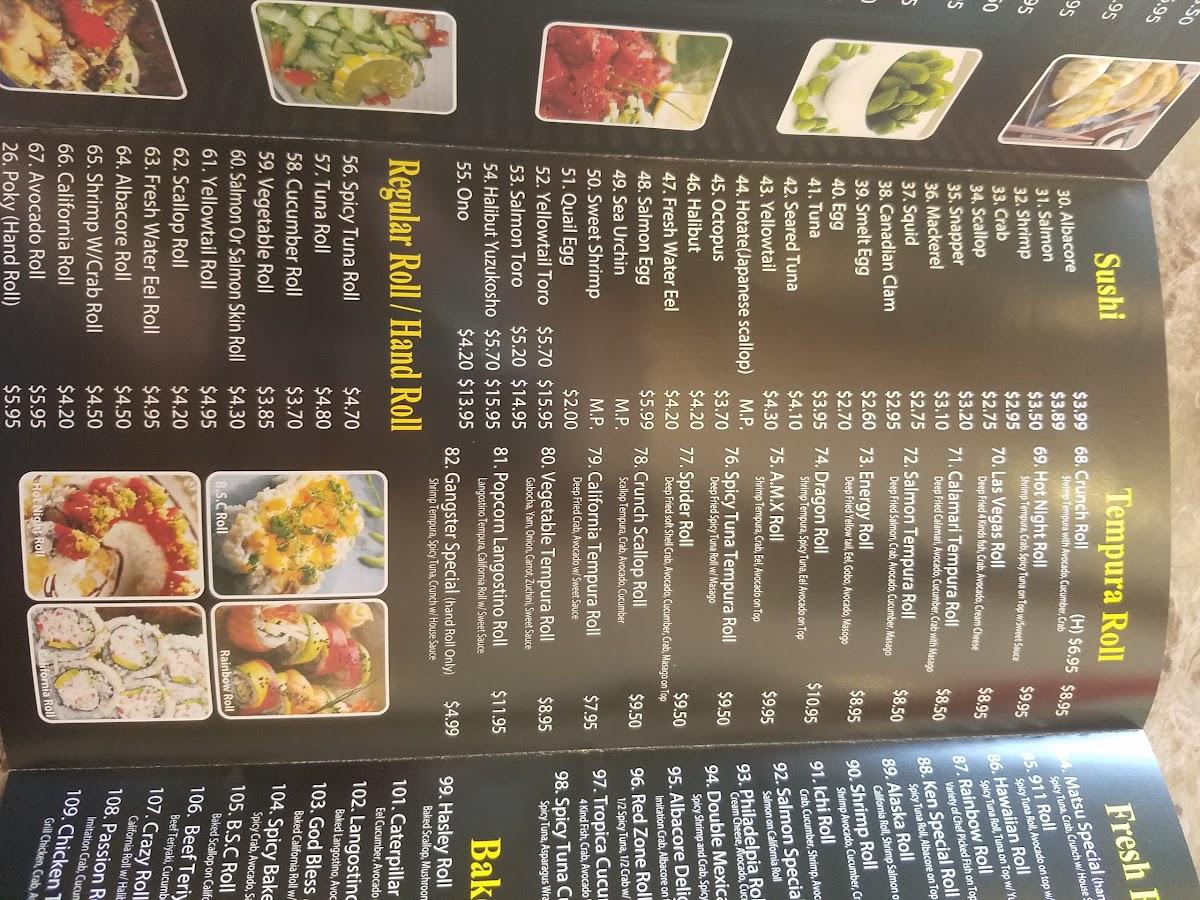 Menu at Matsu Sushi restaurant, Castaic