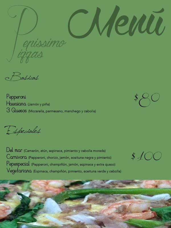 Menu at Pepissimo Pizzas, Cuautla