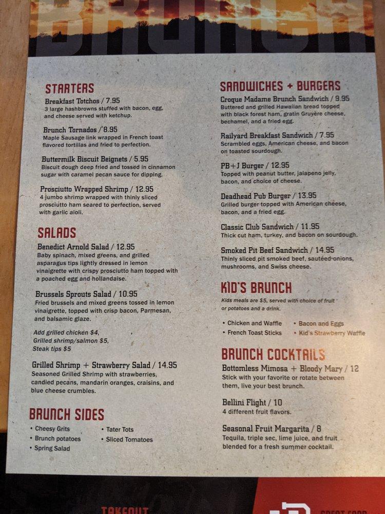 Menu at The Railyard - Gillette restaurant, Gillette