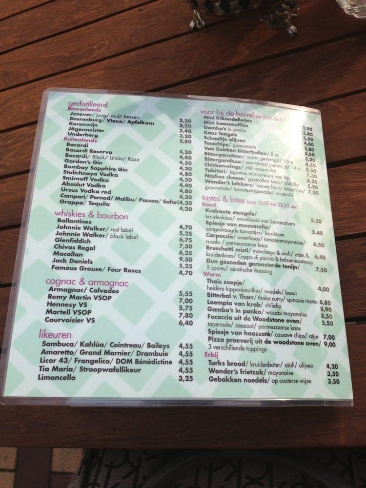 Menu at Wonders Heerhugowaard, Heerhugowaard