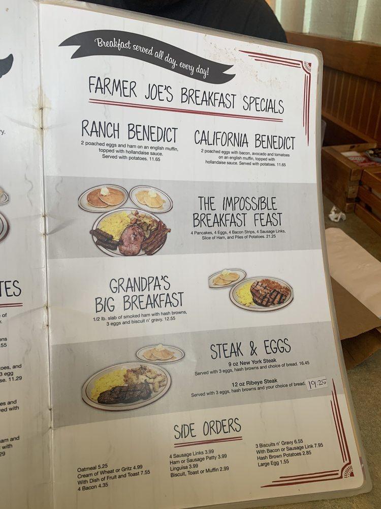 Menu at Brooks Ranch restaurant, Atwater