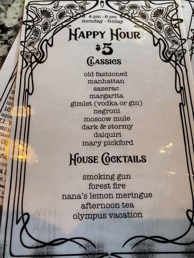 Menu at The Alibi Bourbon & Cocktail Lounge pub & bar, Columbus