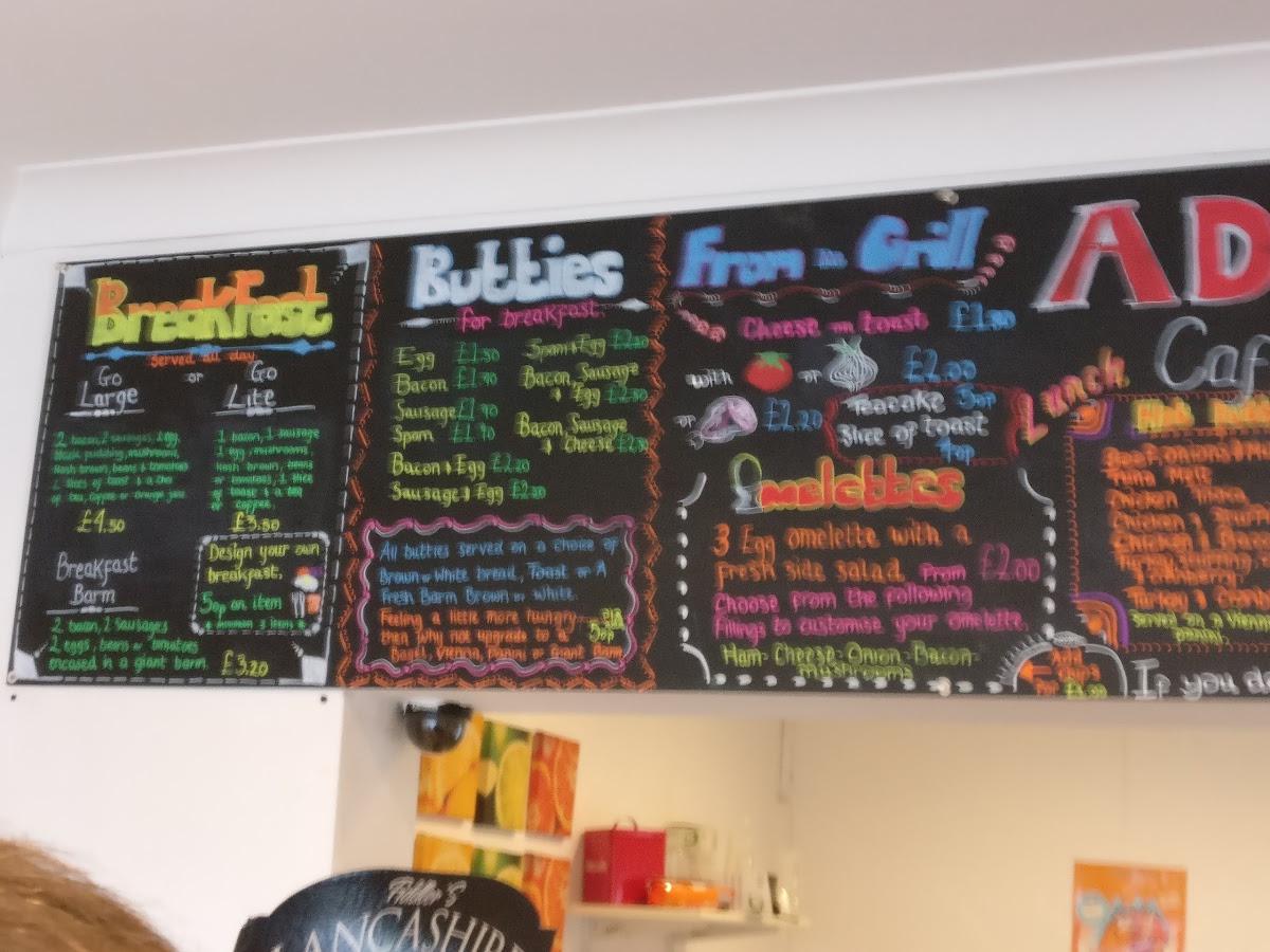 Menu at Adam's Sandwich Bar, Salford