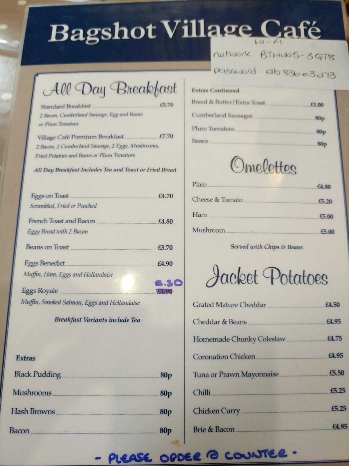 Menu at Café 45 restaurant, Bagshot