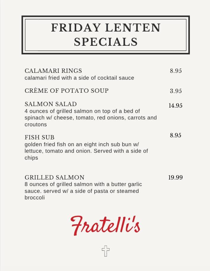 Menu at Fratelli's pub & bar, Springfield