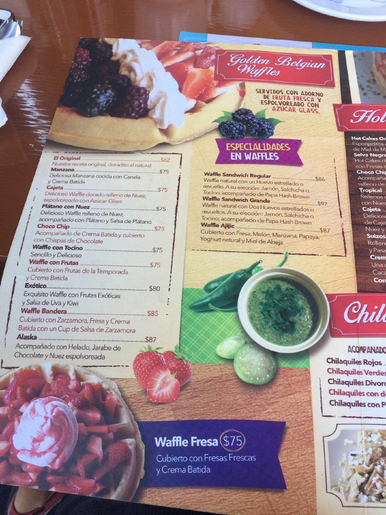 Carta del restaurante La Casa Del Waffle, Los Gavilanes, Av. Adolfo ...