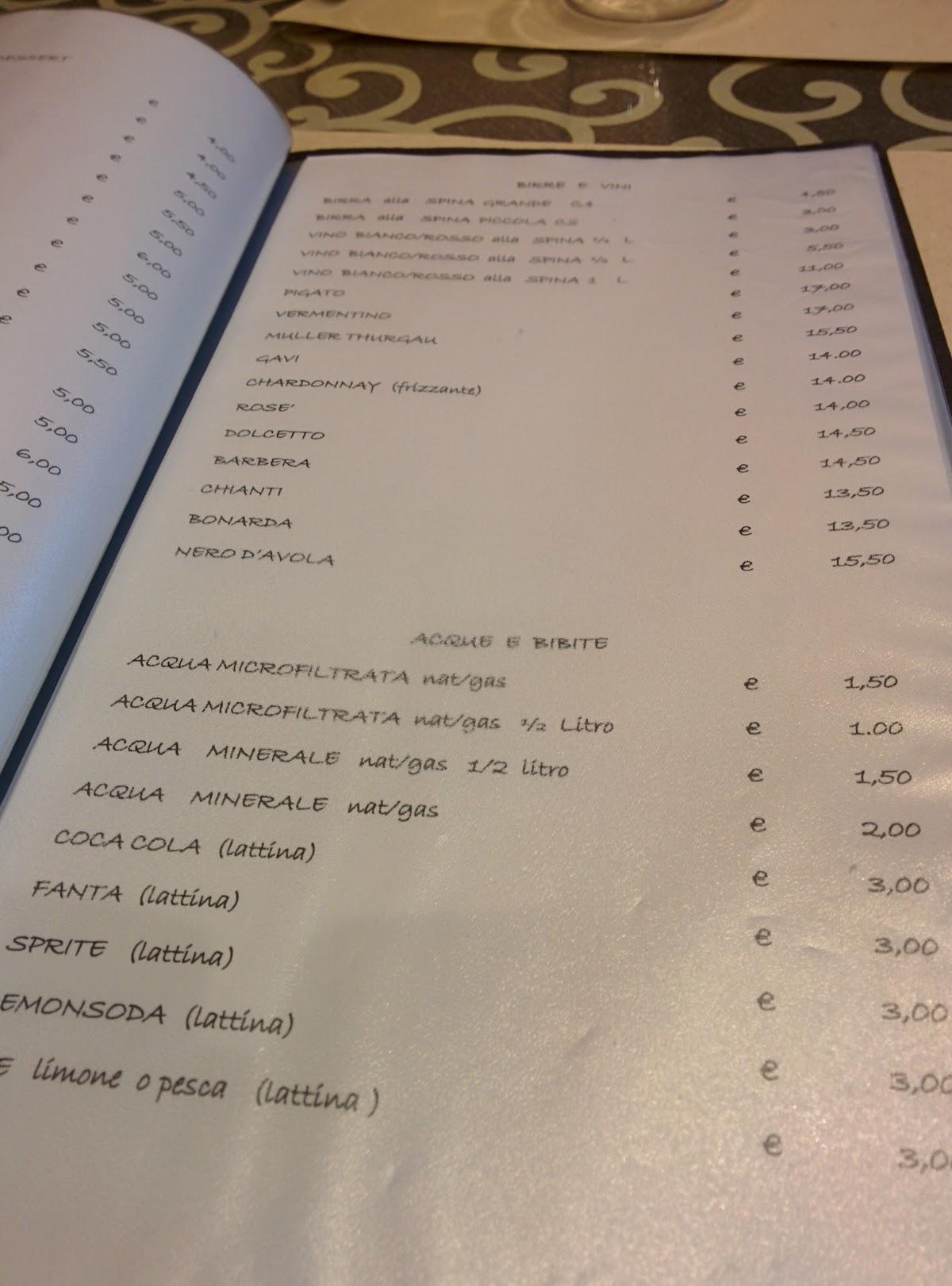 Menu at Spaghetteria Macaroni restaurant, Diano Marina