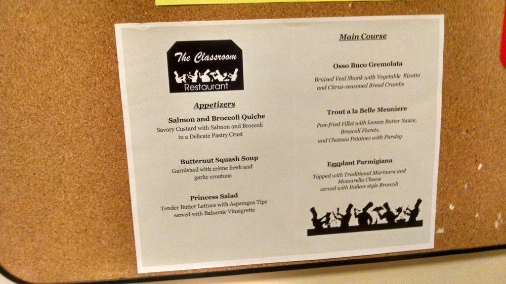Menu at Stratford Cafe - Stratford University Culinary School, Baltimore