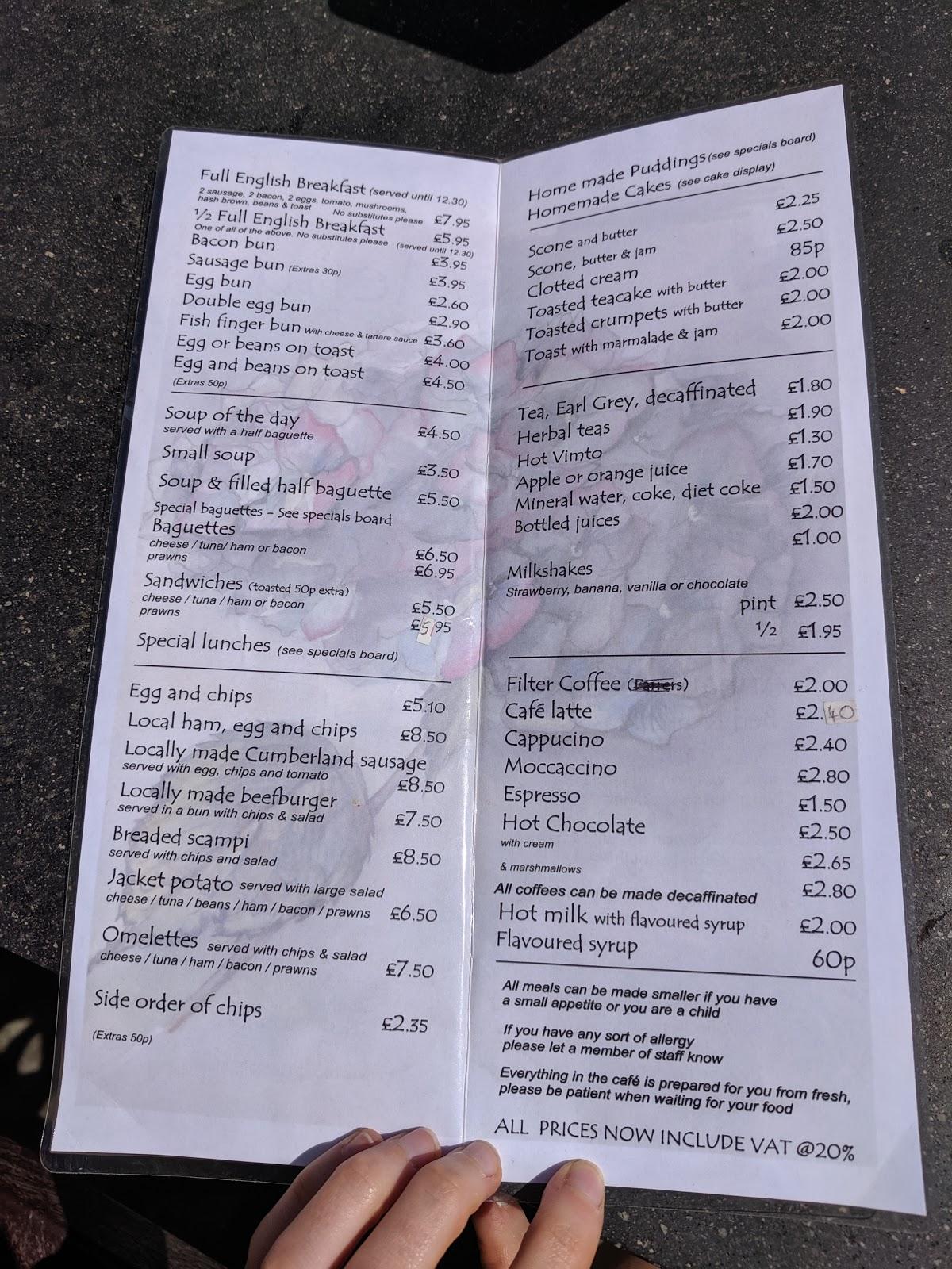 Menu at The Square Cafe, Broughton West