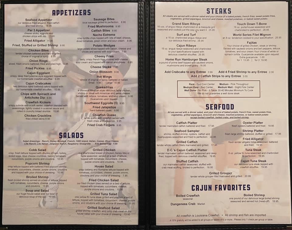 Menu at D C's Sports Bar & Steakhouse, Eunice