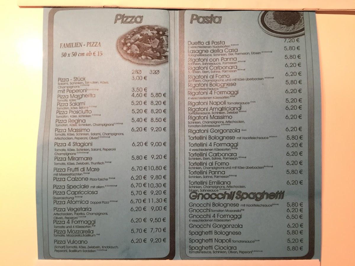Speisekarte von Massimo Pasta pizza, Straubing